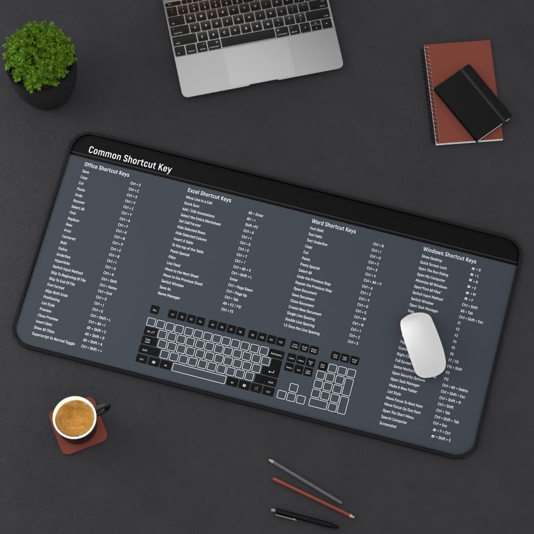 Large Desk Mat With Shortcut Keys, Multifunctional Gaming Mousepad ...