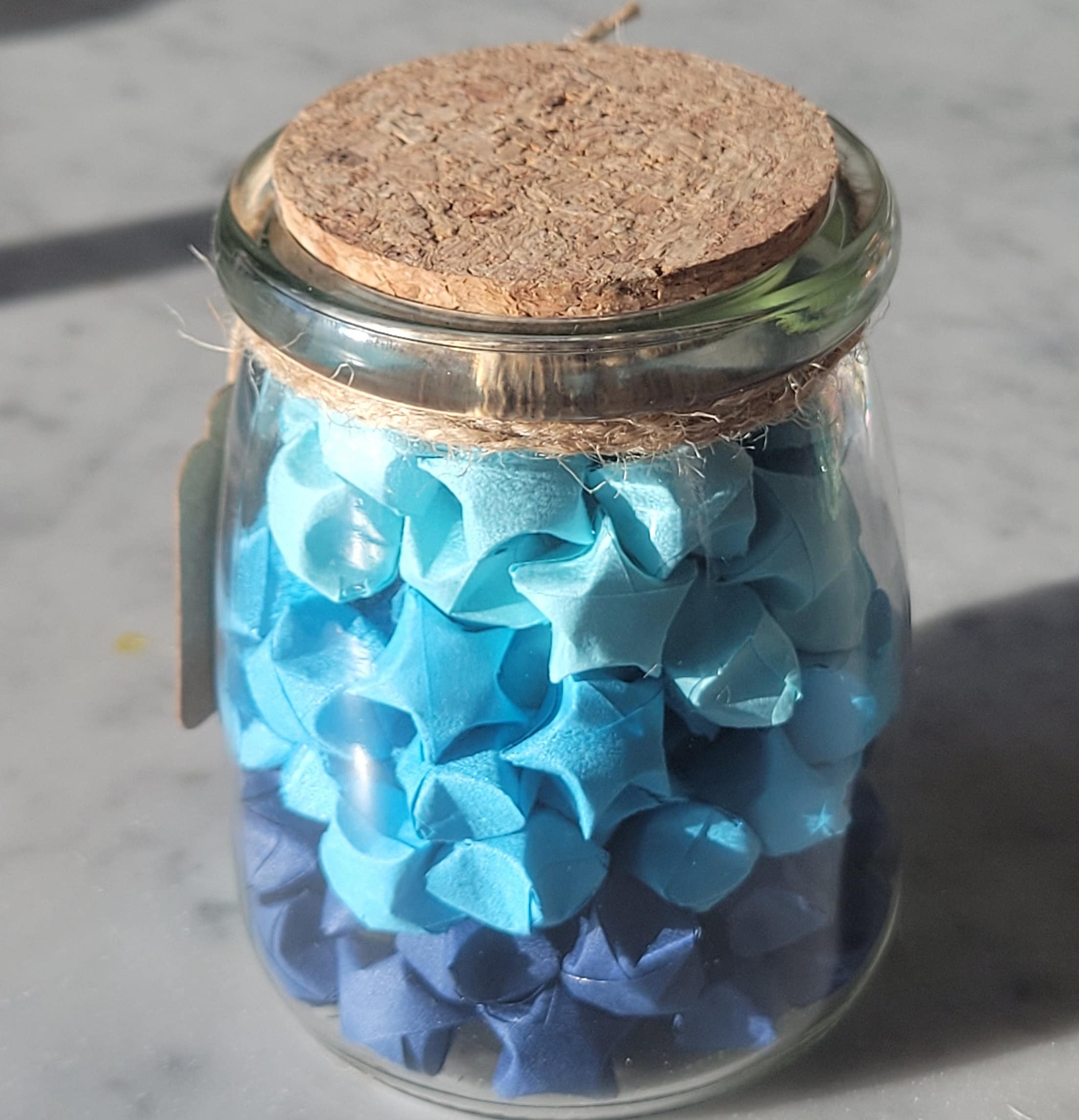 Handmade Jar of Wishing Lucky Origami Stars With Note Sea of Blue Combo ...