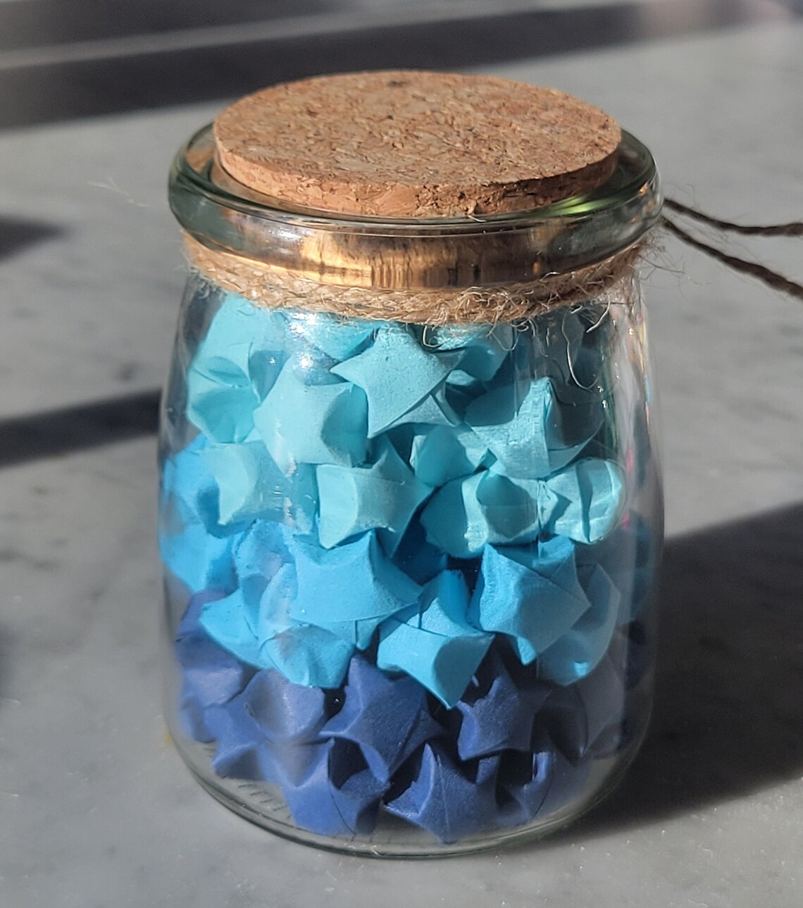 Handmade Jar of Wishing Lucky Origami Stars With Note Sea of Blue Combo ...