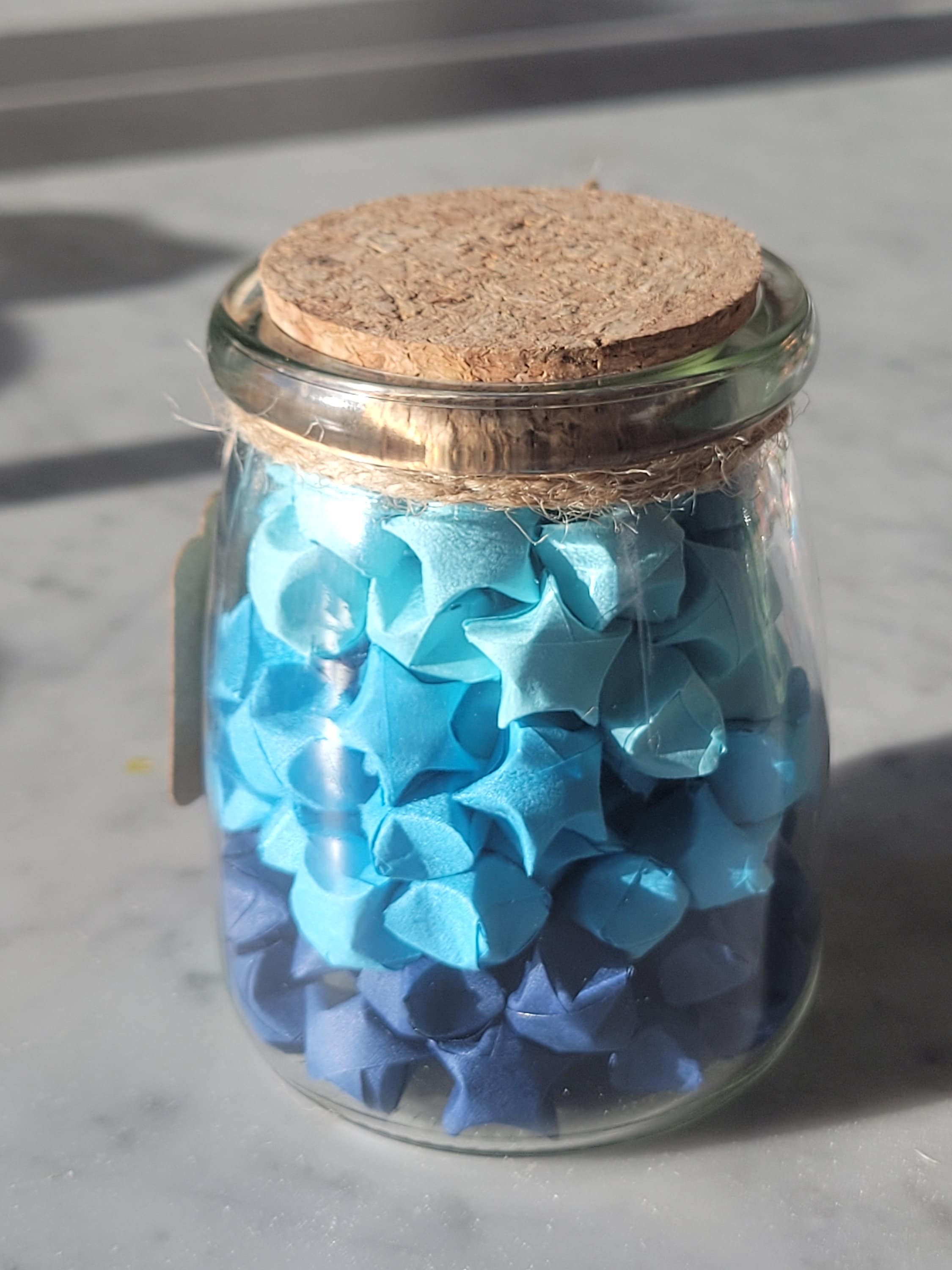 Handmade Jar of Wishing Lucky Origami Stars With Note Sea of Blue Combo ...