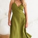 Linen Dress in Moss Green, Backless Dress, Basic Linen Dress, Midi ...