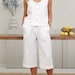 Milk White Capris Linen, Capris Pants, Capris for Women, Capris Women ...