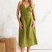 Linen Dress in Moss Green, Backless Dress, Basic Linen Dress, Midi ...