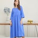 Cornflower Blue Linen Dress, Natural 100 Linen, Summer Dress, Vacation ...