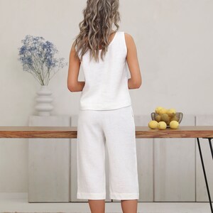 Milk White Capris Linen, Capris Pants, Capris for Women, Capris Women ...