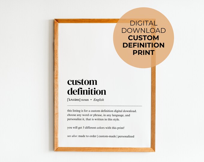 Custom Definition PRINTABLE, Personalized Gifts, Personalised ...