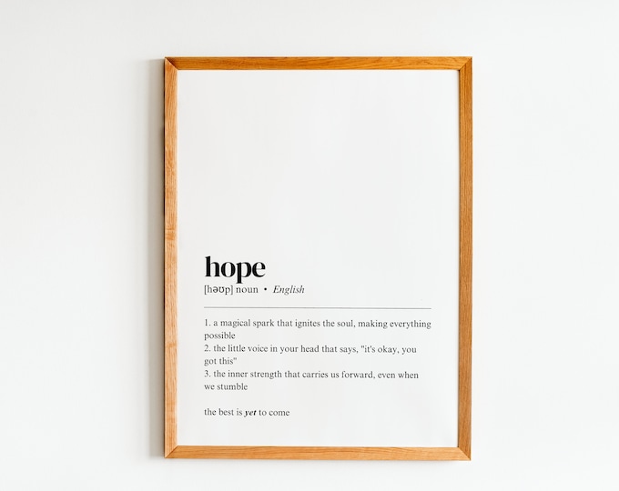 Hope Definition Print in Typewriter Font on 5x7, 8x10, 11x14 Handmade ...