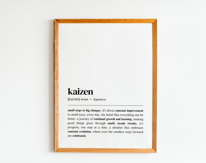 Kaizen, Kaizen Poster, Kaizen Quote Print, Kaizen Definition Poster ...