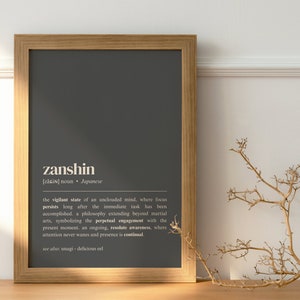 Zanshin Definition Print Japanese Art Zanshin Poster Unagi Unagi Wall ...