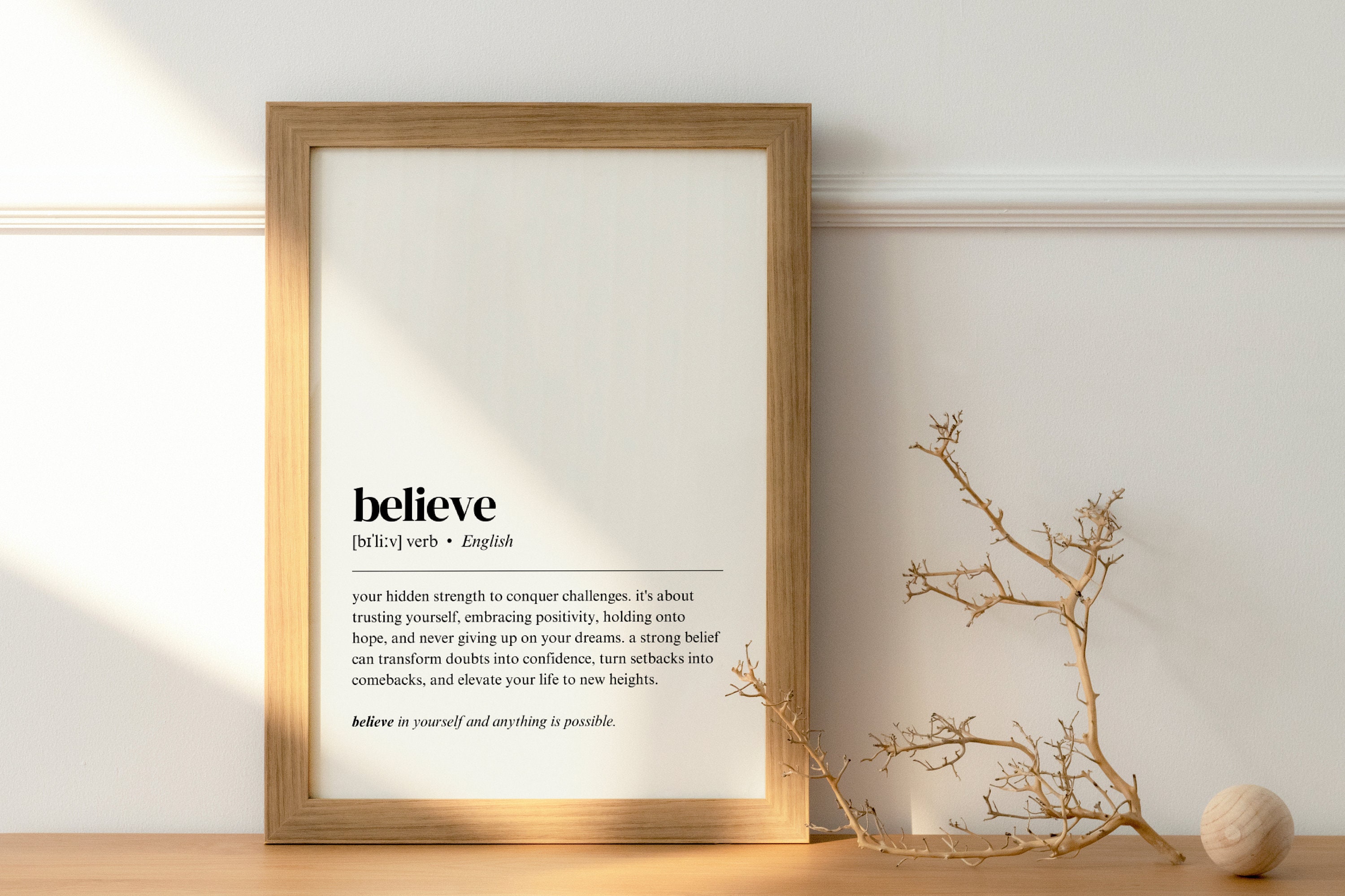 Believe Definition Print | Believe Poster | Bedroom Wall Art | Believe ...