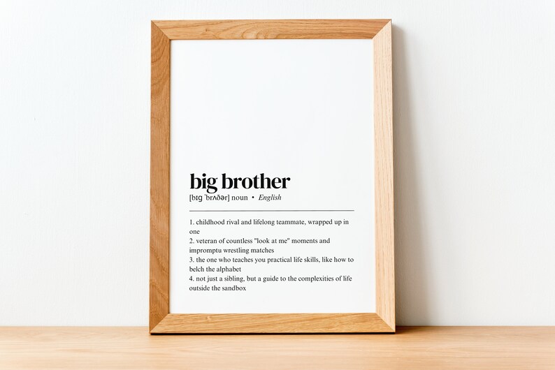 Big Brother Definition Print | Gift for Him | Brother Print | Gift for ...