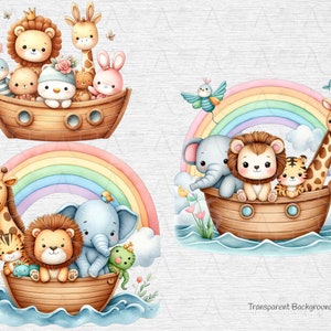 Noah's Ark Clipart Bundle, Cute Baby Animals Bible Story Clipart Bundle ...