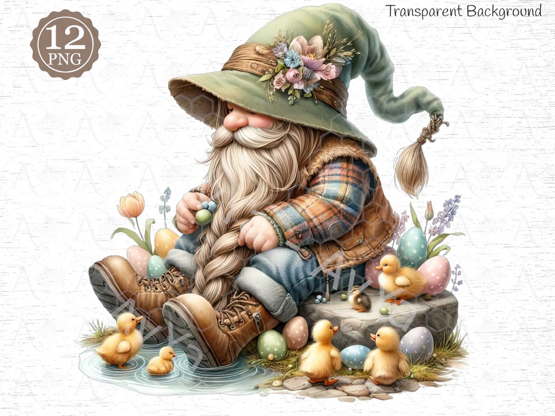 Easter Gnome Clipart , Garden Clipart, Easter Lamb , Chick, Bunny ...