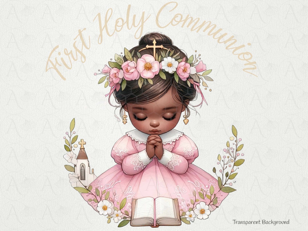 First Holy Communion Wreath PNG, African American Girl 1st Communion ...