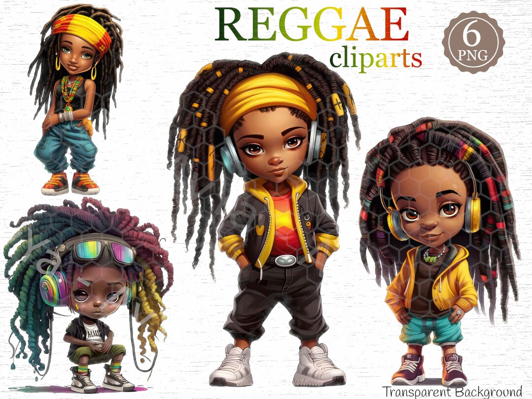 Reggae Girl, Hip Hop Chibi Doll - Black Woman Art ,african American Png ...