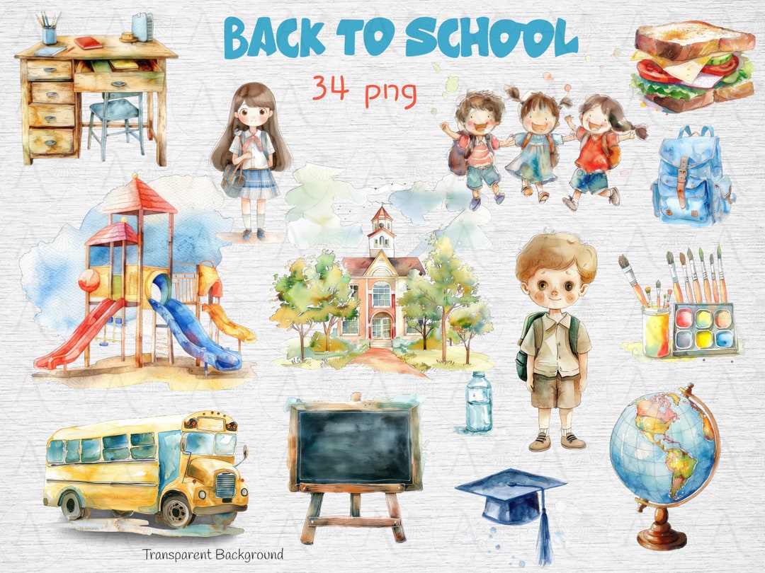 School Clipart Set - Back to School Art & Painting Supplies , School ...
