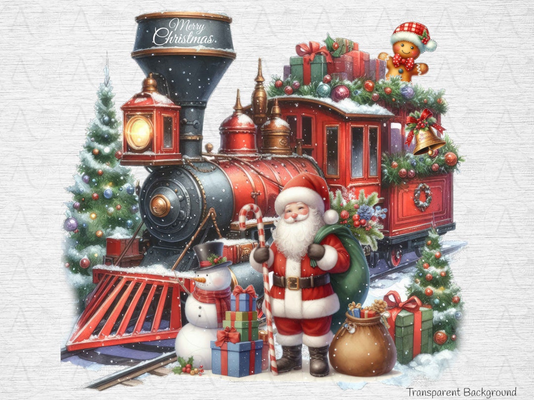 Polar Express Santa Train Design - Christmas Train Design Red and Green ...