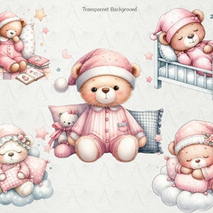 Pink Sleepy Teddy Bear Clipart, Pink Teddy Bear Clipart, Teddy Bear ...