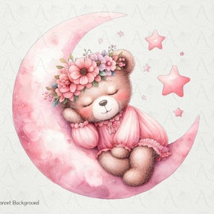 Pink Sleepy Teddy Bear Clipart, Pink Teddy Bear Clipart, Teddy Bear ...