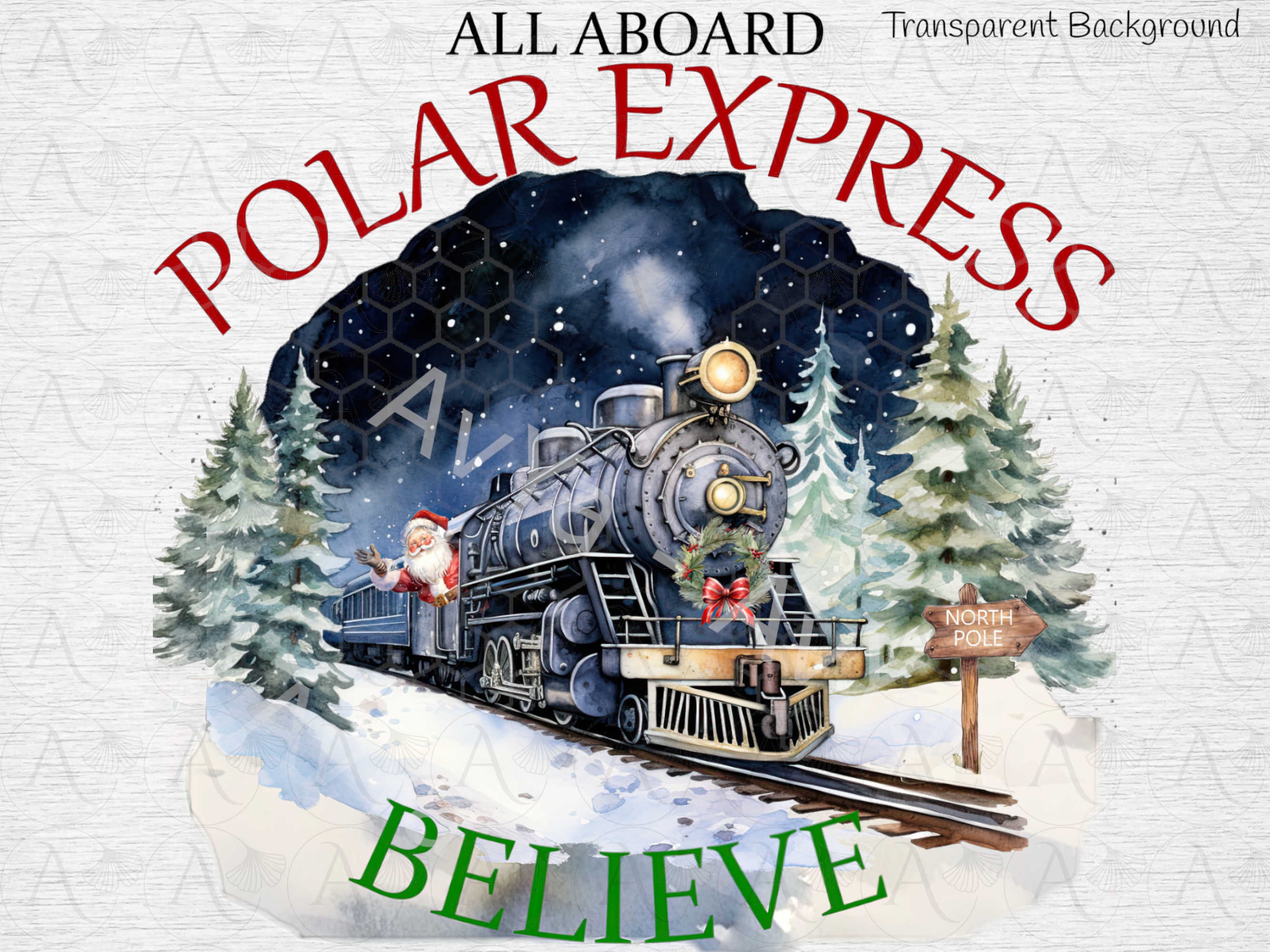 Polar Express Train PNG Santa Christmas TRAIN, North Pole Express ...