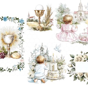Holy Communion Clipart, Praying Boys & Girl Clipart, Bible, Baptism ...