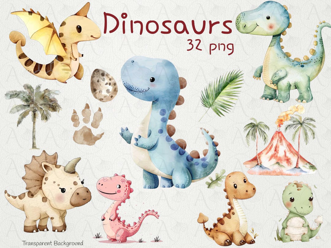Cute Dinosaur Clipart, Baby Dinosaur Dinosaur Clipart Set for Baby ...