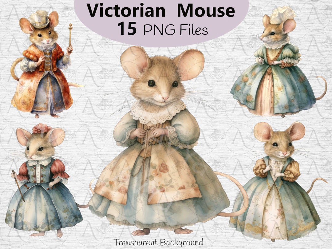 Victorian Mouse Clipart Bundle, Mouse PNG, Vintage Mouse Clipart,mouse ...