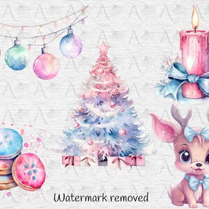 Pink Blue Christmas Clipart, Pastel Christmas Bundle, Pink Christmas ...