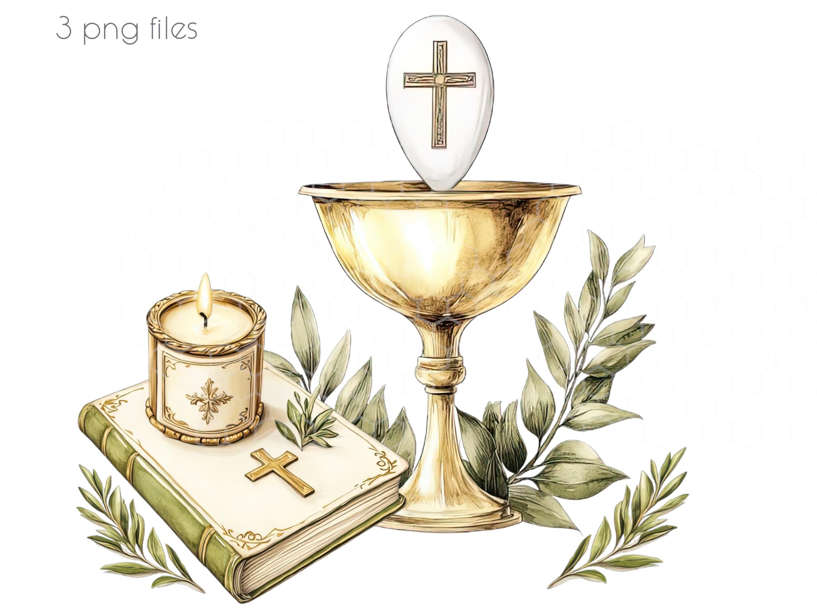 First Holy Communion Clipart: Chalice, Bible, Candle (PNG Bundle) - Etsy