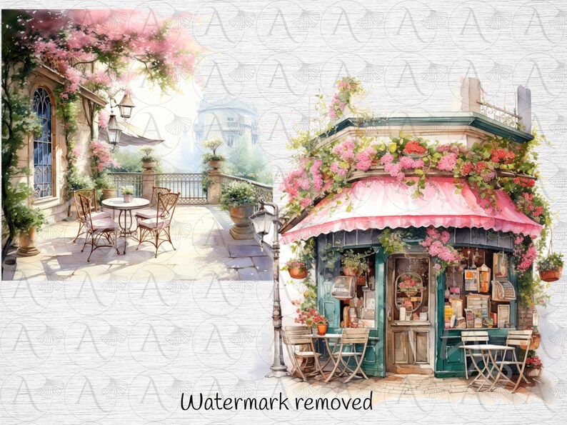 Spring Coffee Shop Clipart Cafe Clip Art Romantic French - Etsy