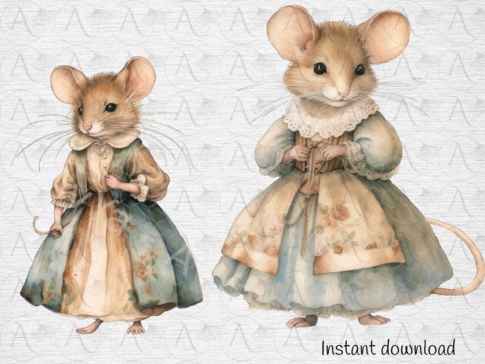Victorian Mouse Clipart Bundle, Mouse PNG, Vintage Mouse Clipart,mouse ...