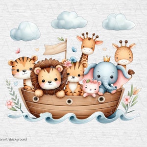 Noah's Ark Clipart Bundle, Cute Baby Animals Bible Story Clipart Bundle ...