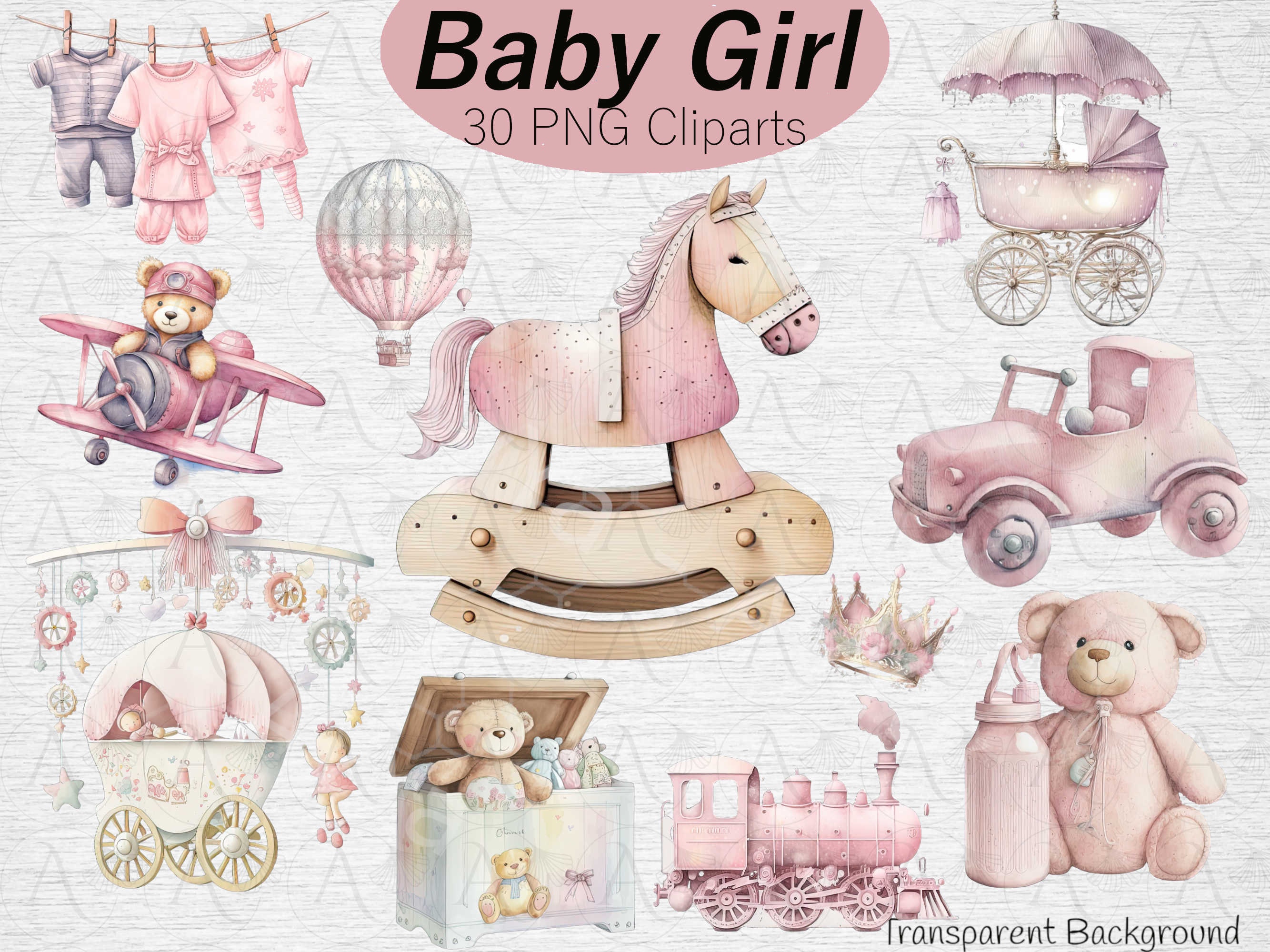 Baby Girl Clipart, Newborn Baby, Baby Decor, Nursery Room Clipart, It's ...