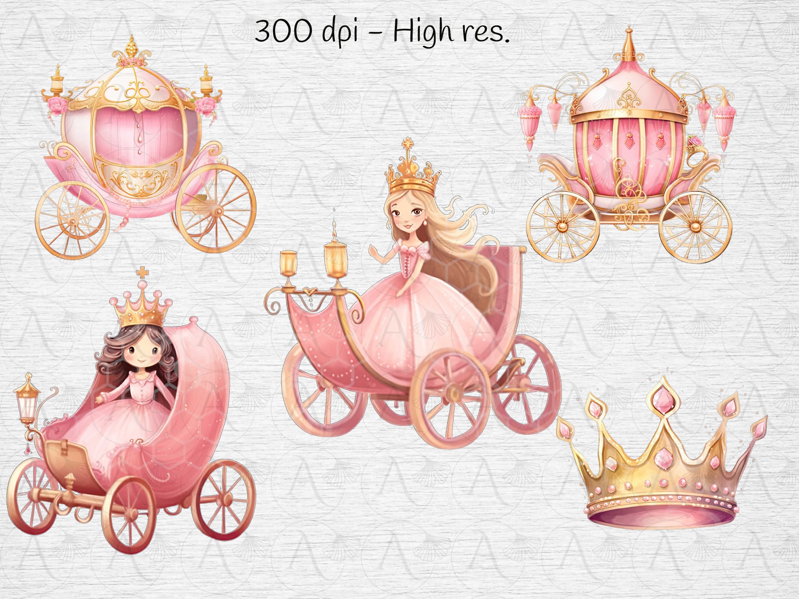 Pink Princess Clipart Princess Castle Carriage Knight - Etsy