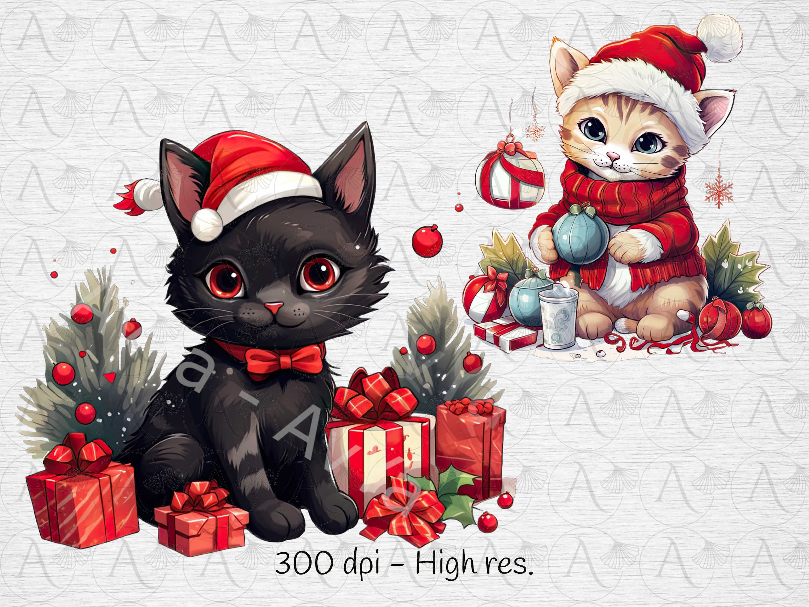 Cat Clipart Christmas Cats Clipart Christmas Cat PNG - Etsy
