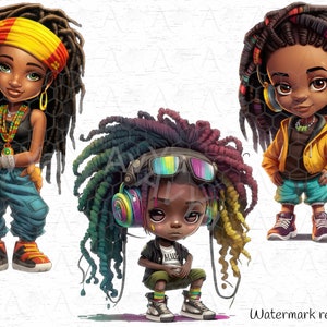 Reggae Girl, Hip Hop Chibi Doll - Black Woman Art ,african American Png ...