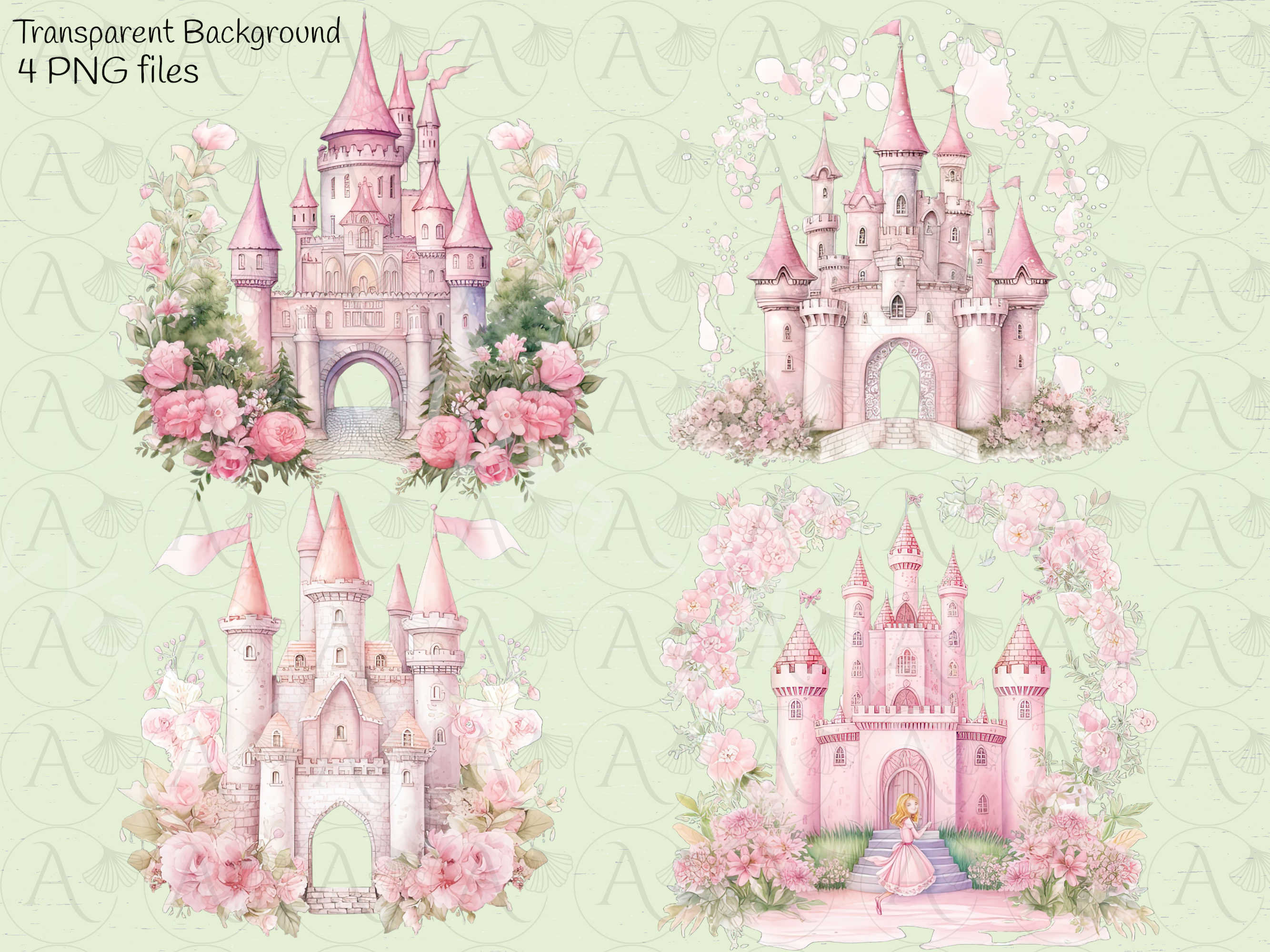 Princess Castle Clipart Pink Castle Birthday Party Baby - Etsy