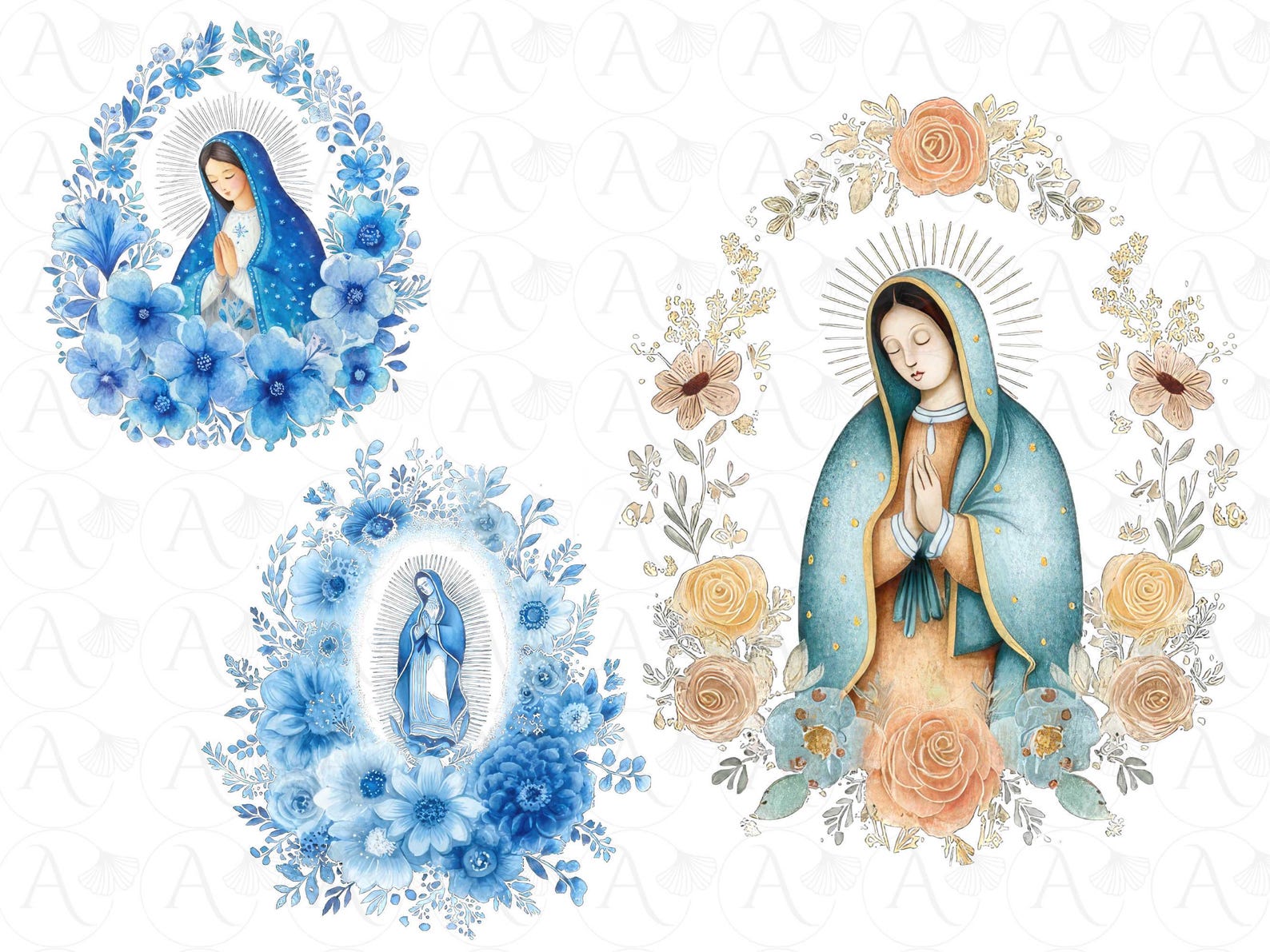 Virgin Mary Praying Clipart : Our Lady of Grace Print, Religious Art ...