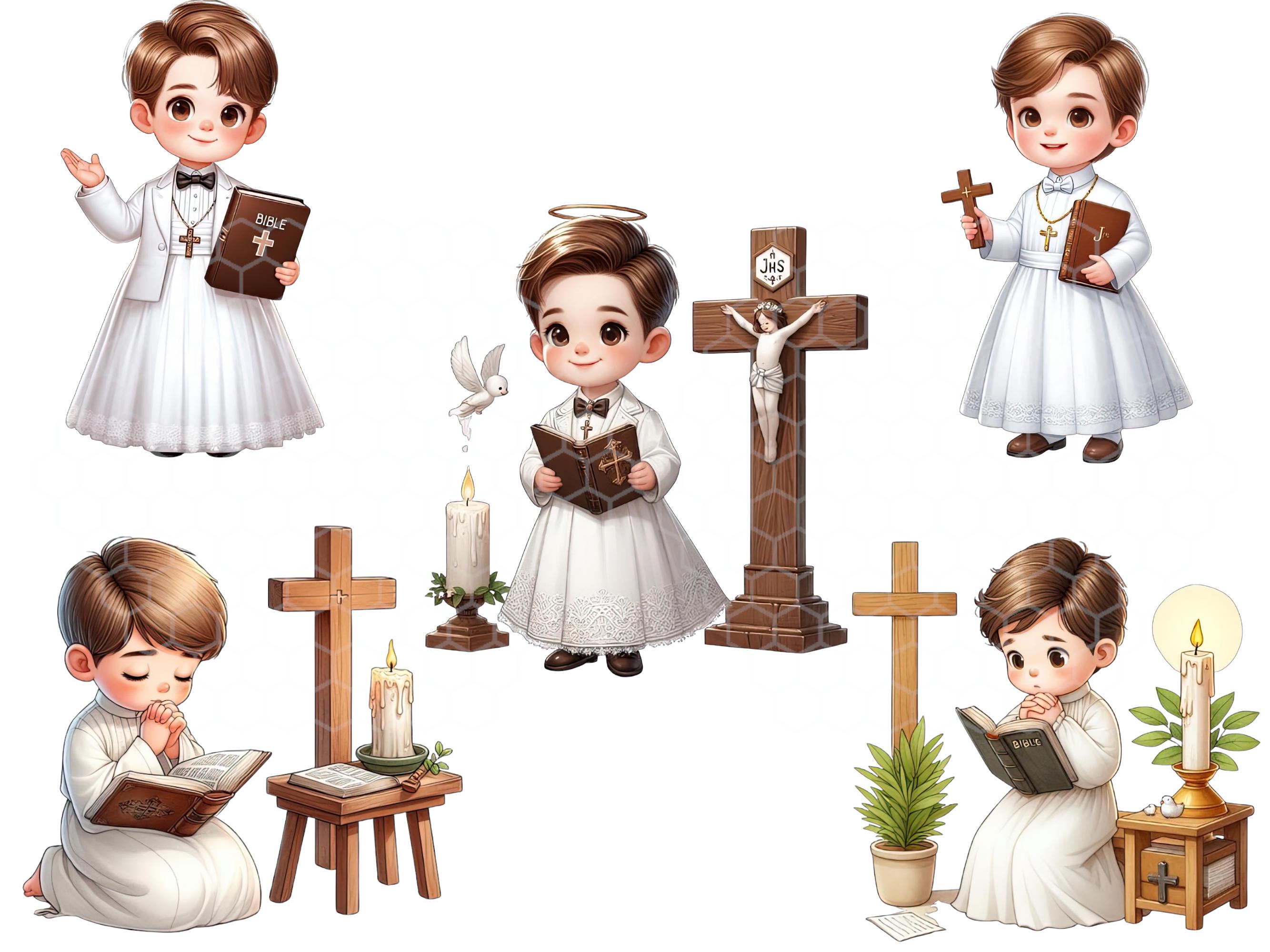 First Holy Communion Boy Clipart: Religious Card Making (instant ...