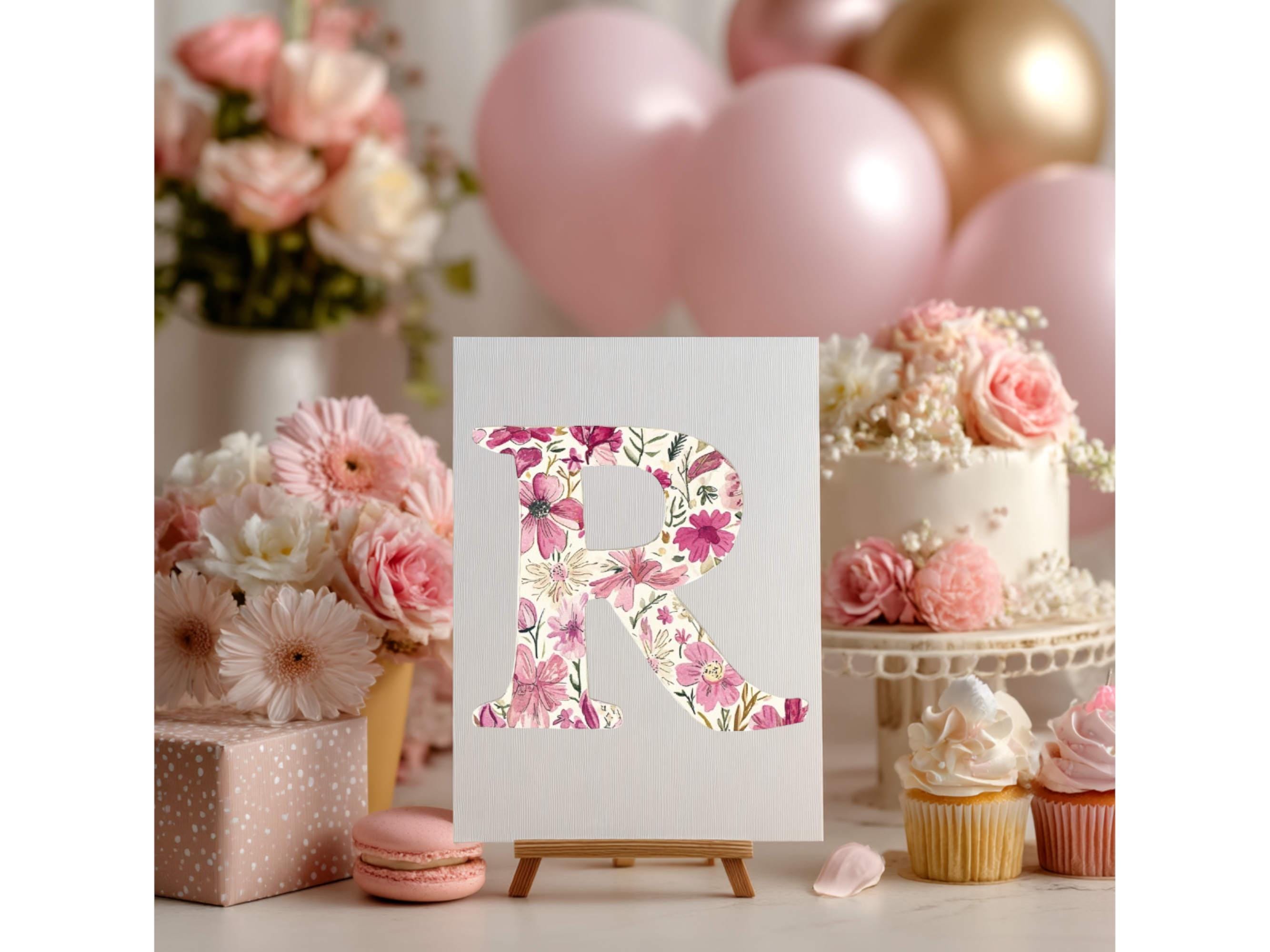 Floral Alphabet Clipart: Pink Flower Letters & Numbers (PNG Digital ...