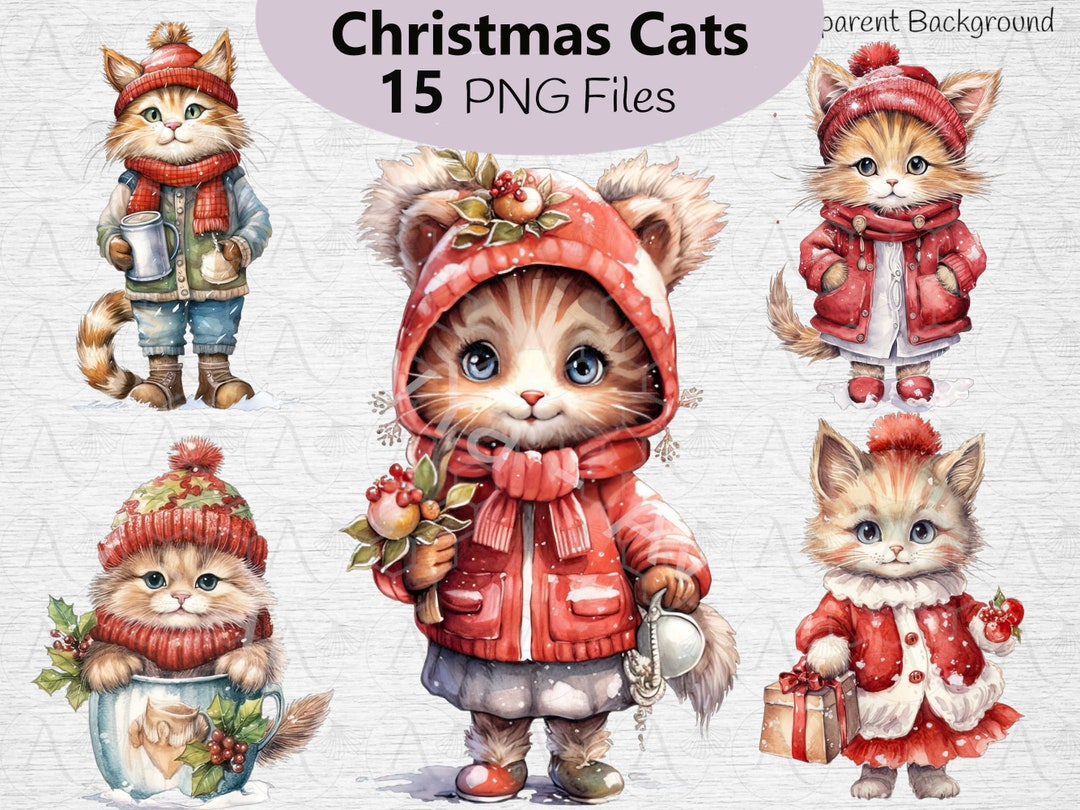 Christmas Cat Clipart Cat PNG Clipart, Christmas Santa Hat, Christmas ...