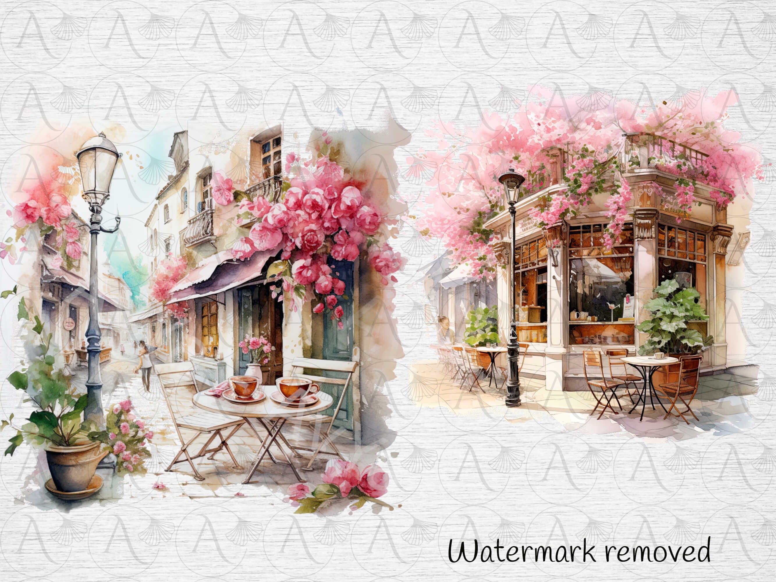 Spring Coffee Shop Clipart Cafe Clip Art Romantic French - Etsy