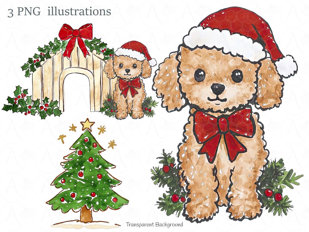 Christmas Poodle Dog , Goldendoodle Santa Hat , Maltipoo Christmas Dog ...
