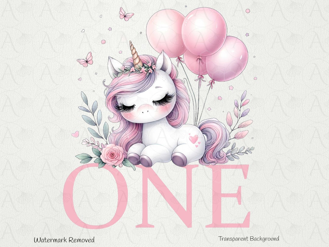 Birthday Unicorn Pink One PNG, 1st Birthday PNG Girl , Unicorn ...