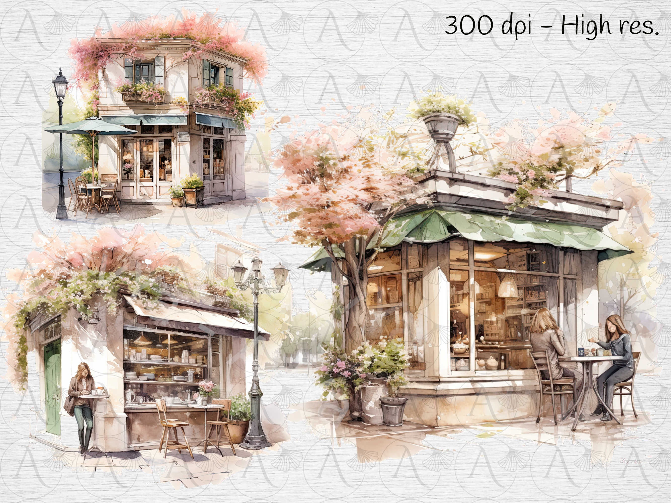 Spring Coffee Shop Clipart Cafe Clip Art Romantic French - Etsy