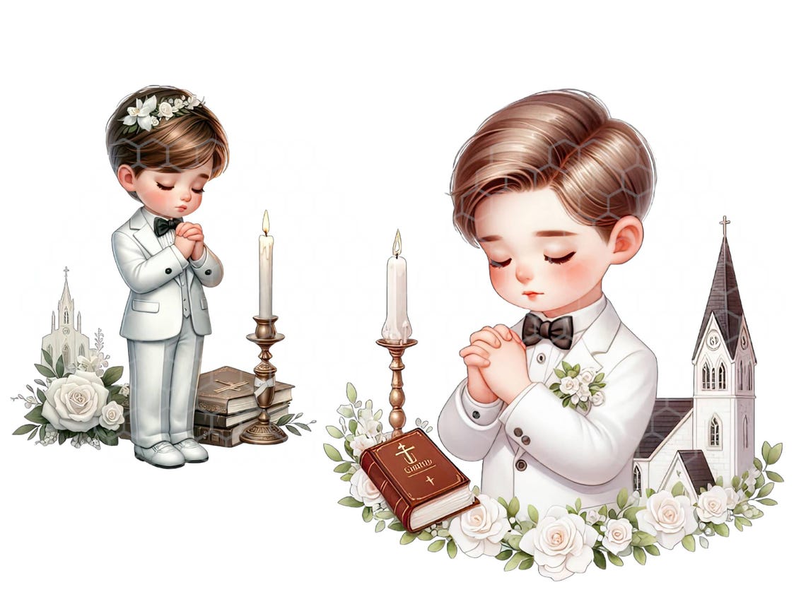 First Holy Communion Boy Clipart: Religious Card Making (instant ...