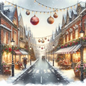Christmas Street Clipart Bundle Festive Holiday Craft Prints , Holiday ...