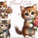 Kitten With Flowers, Cat Clipart, Cute Kitten Graphics ,floral Designs ...