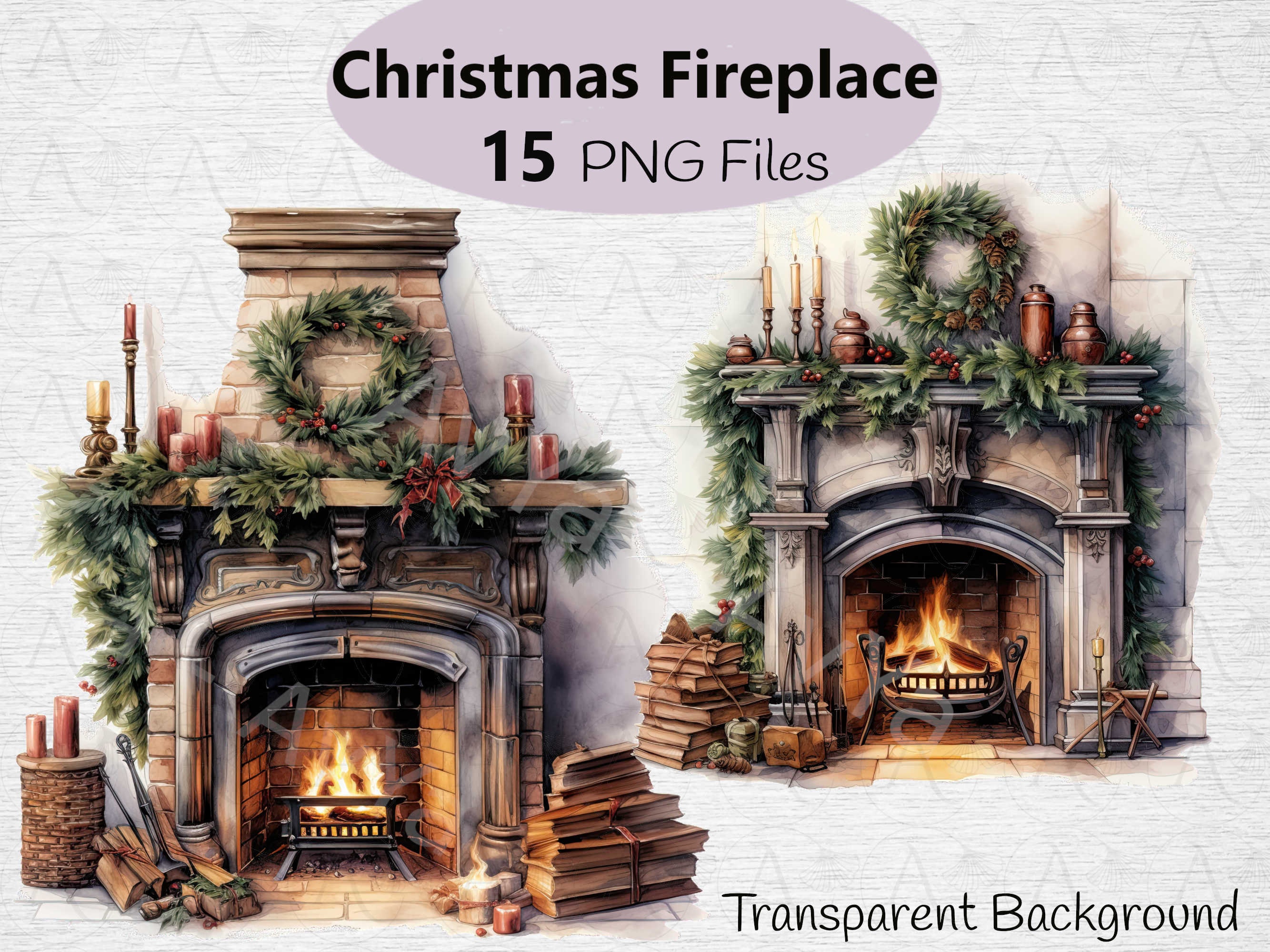 Homemade Christmas Fireplaces Clipart