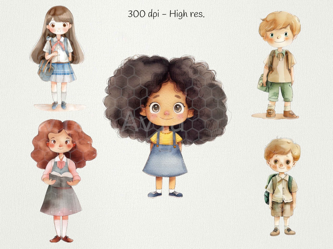 Watercolor School Clipart Set: Back to School Illustrations (digital ...